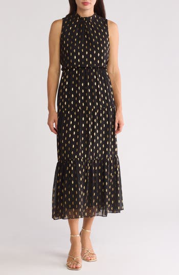 Donna Ricco Foil Dot Tiered Maxi Dress | Nordstromrack