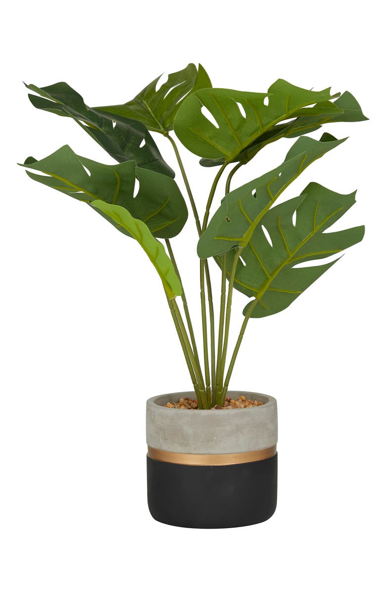 GINGER BIRCH STUDIO Green Faux Foliage Monstera Artificial Plant with ...