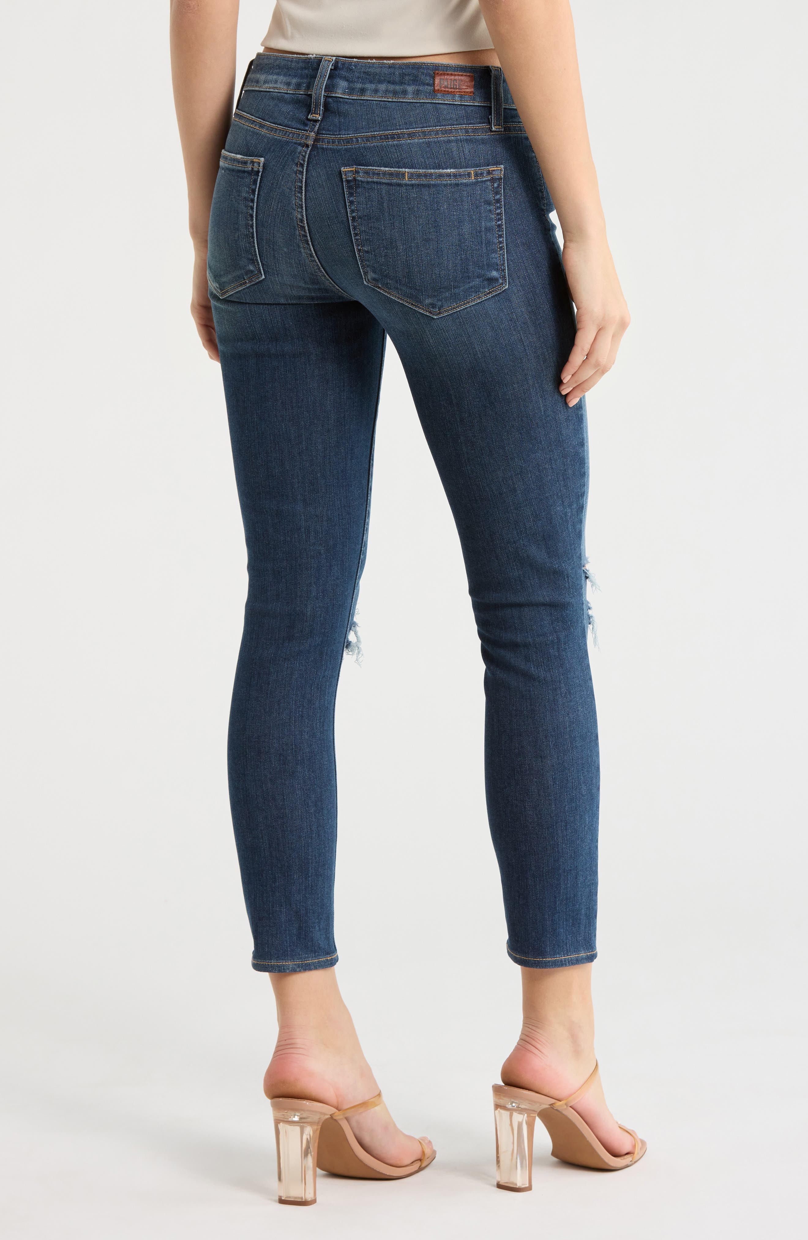 PAIGE Verdugo Ripped Mid Rise Crop Skinny Jeans | Nordstromrack