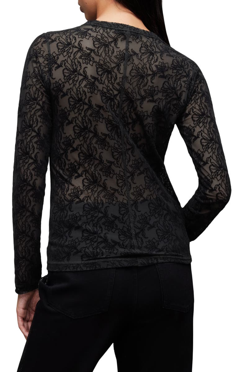 AllSaints Fran Floral Flocked Top | Nordstromrack