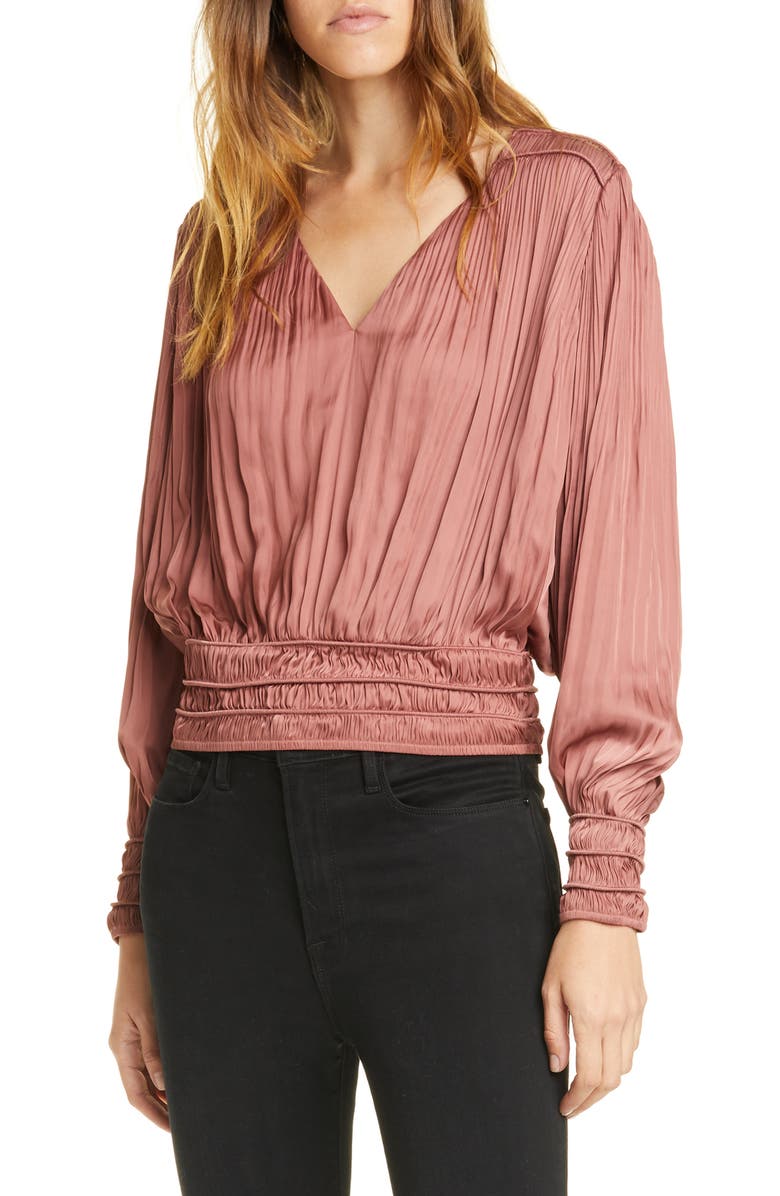 FRAME V-Neck Pleated Top | Nordstromrack