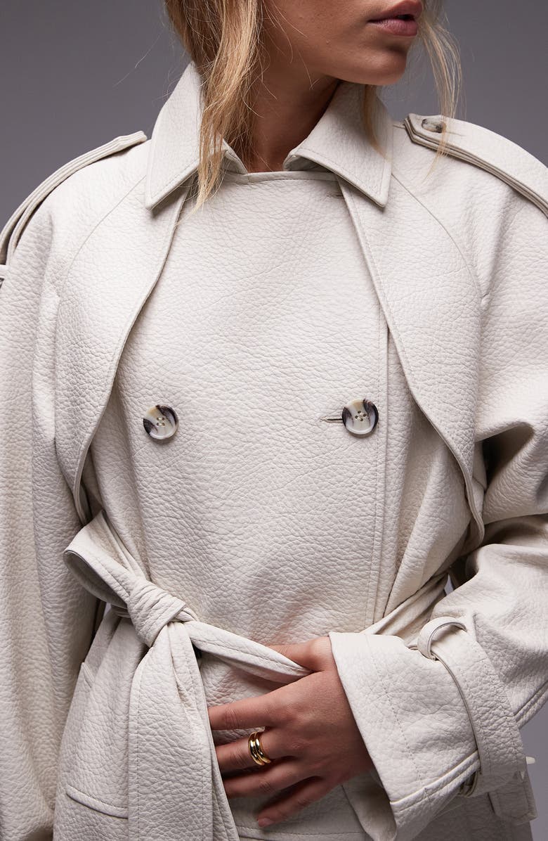 Topshop Belted Faux Leather Trench Coat | Nordstrom