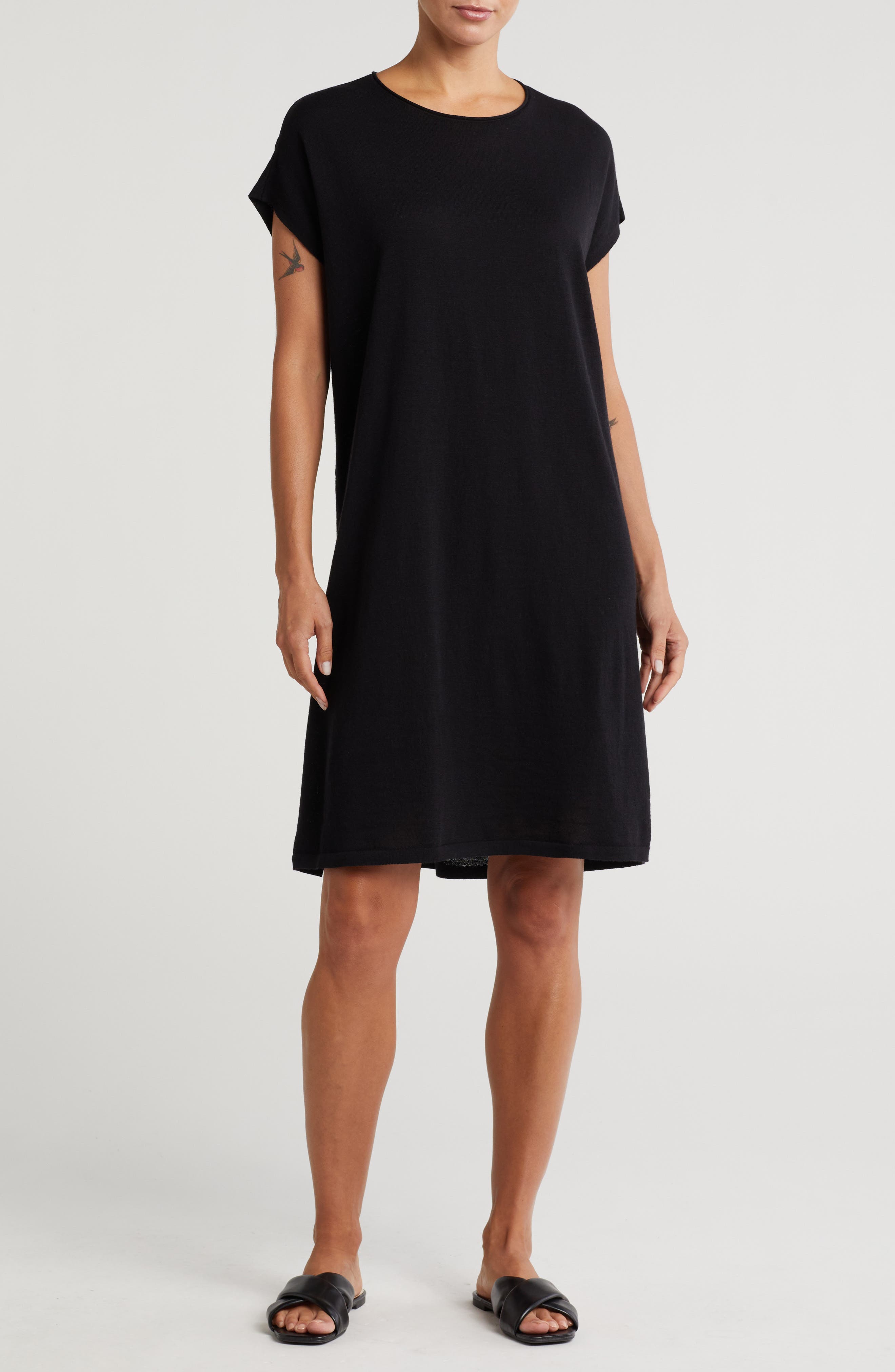 Eileen Fisher Crewneck Wool Shift Dress | Nordstromrack
