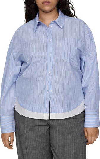 MANGO Stripe Layered Button-Up Shirt | Nordstrom