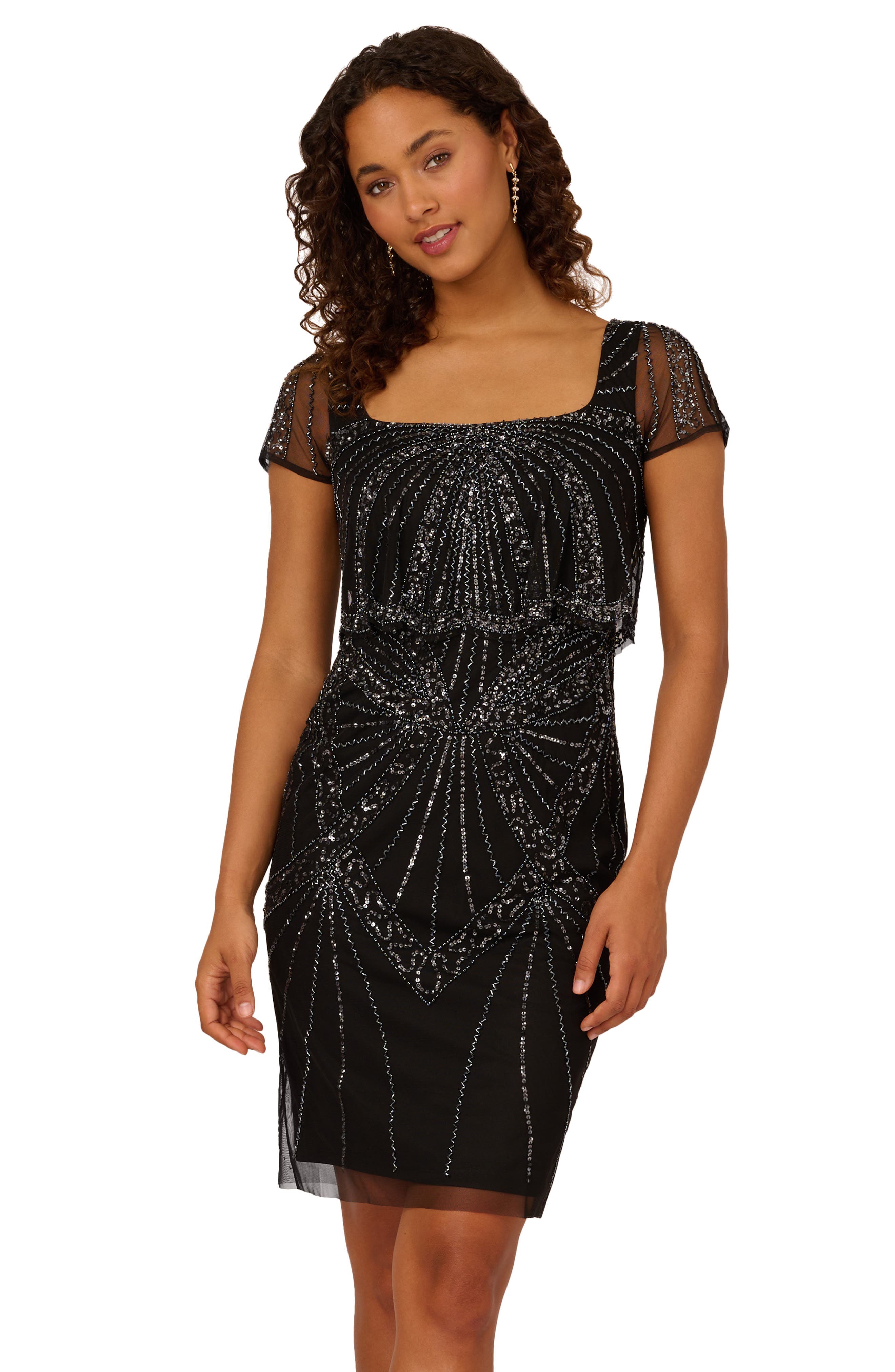 Adrianna Papell Bead Embellished Popover Dress | Nordstrom