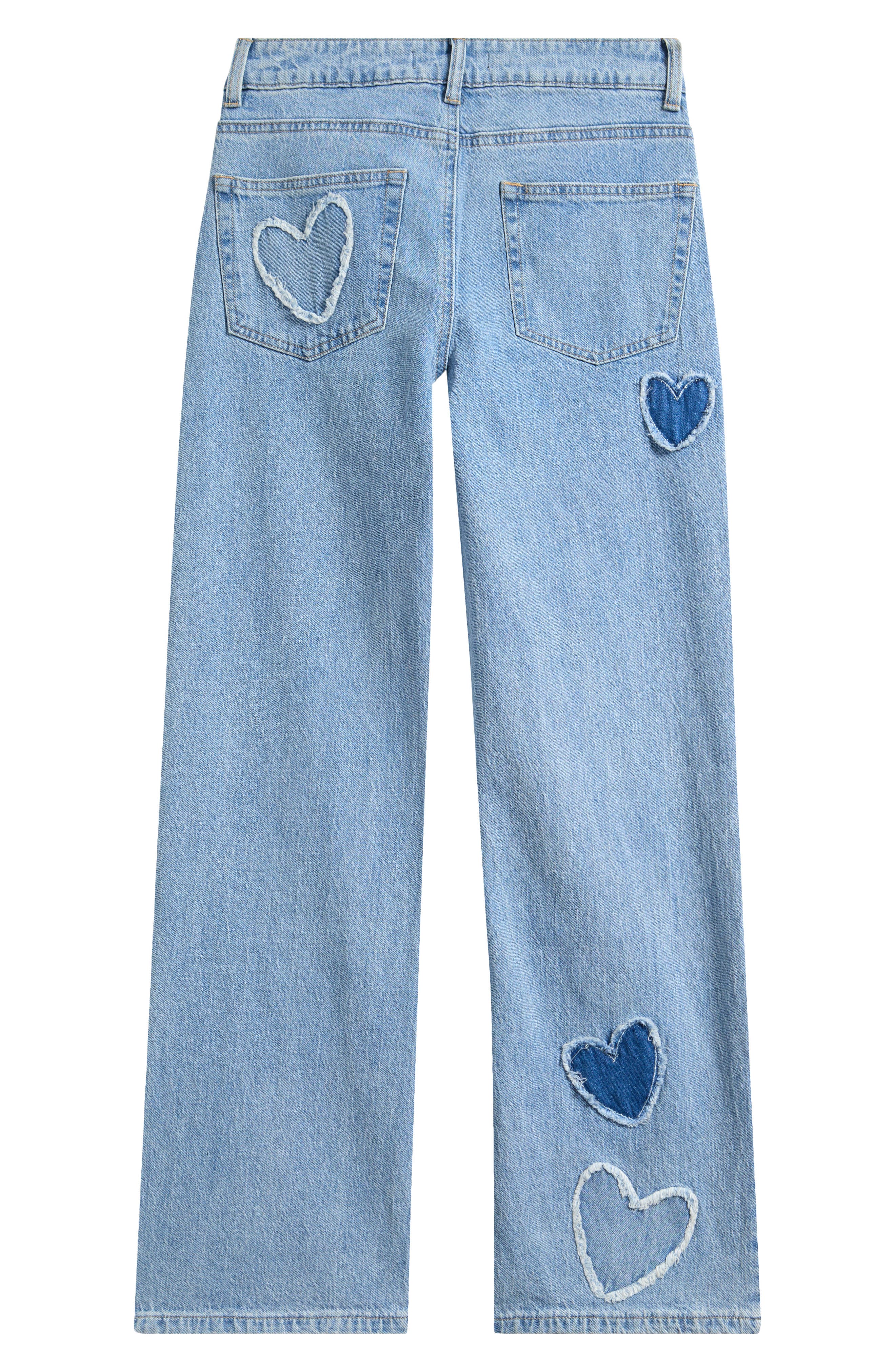 Tractr Kids' Heart Patch Wide Leg Jeans | Nordstromrack