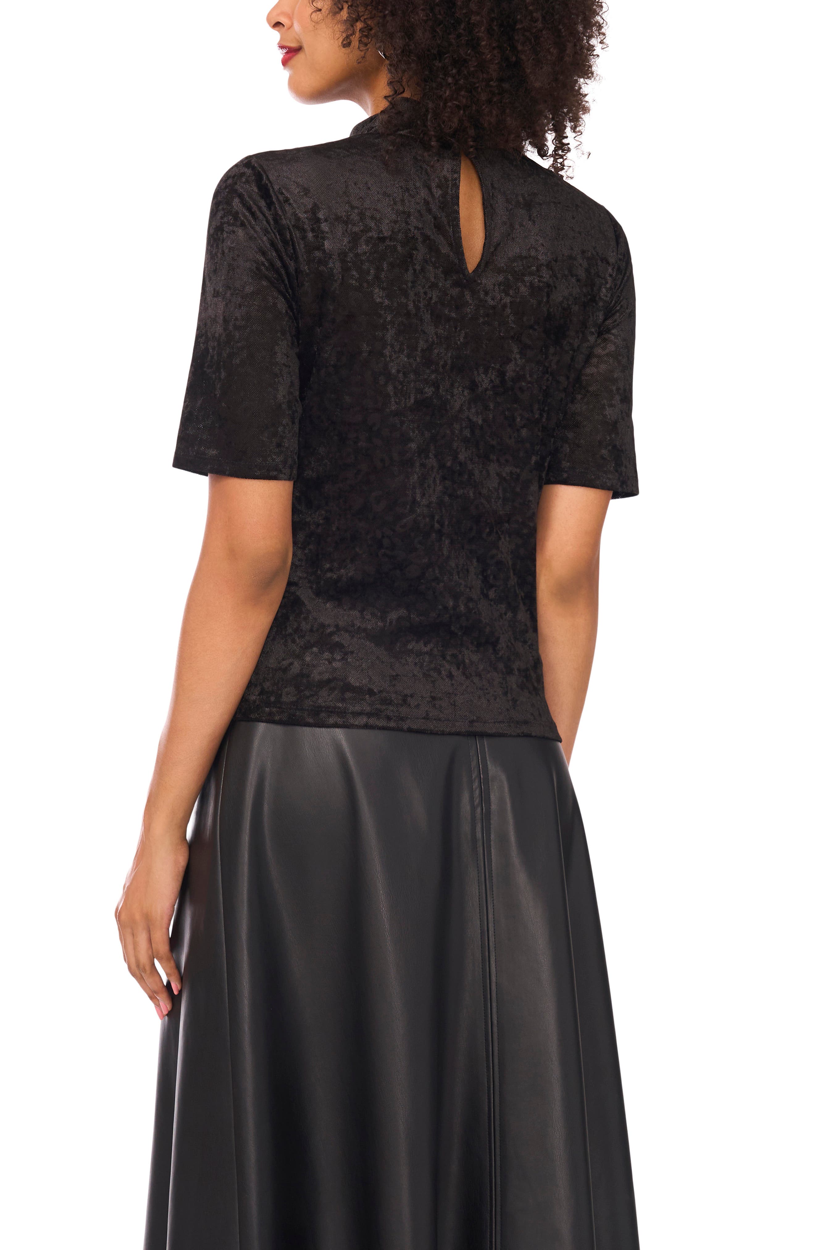 Vince Camuto Animal Print Jacquard Chenille Mesh Mock Neck Top ...