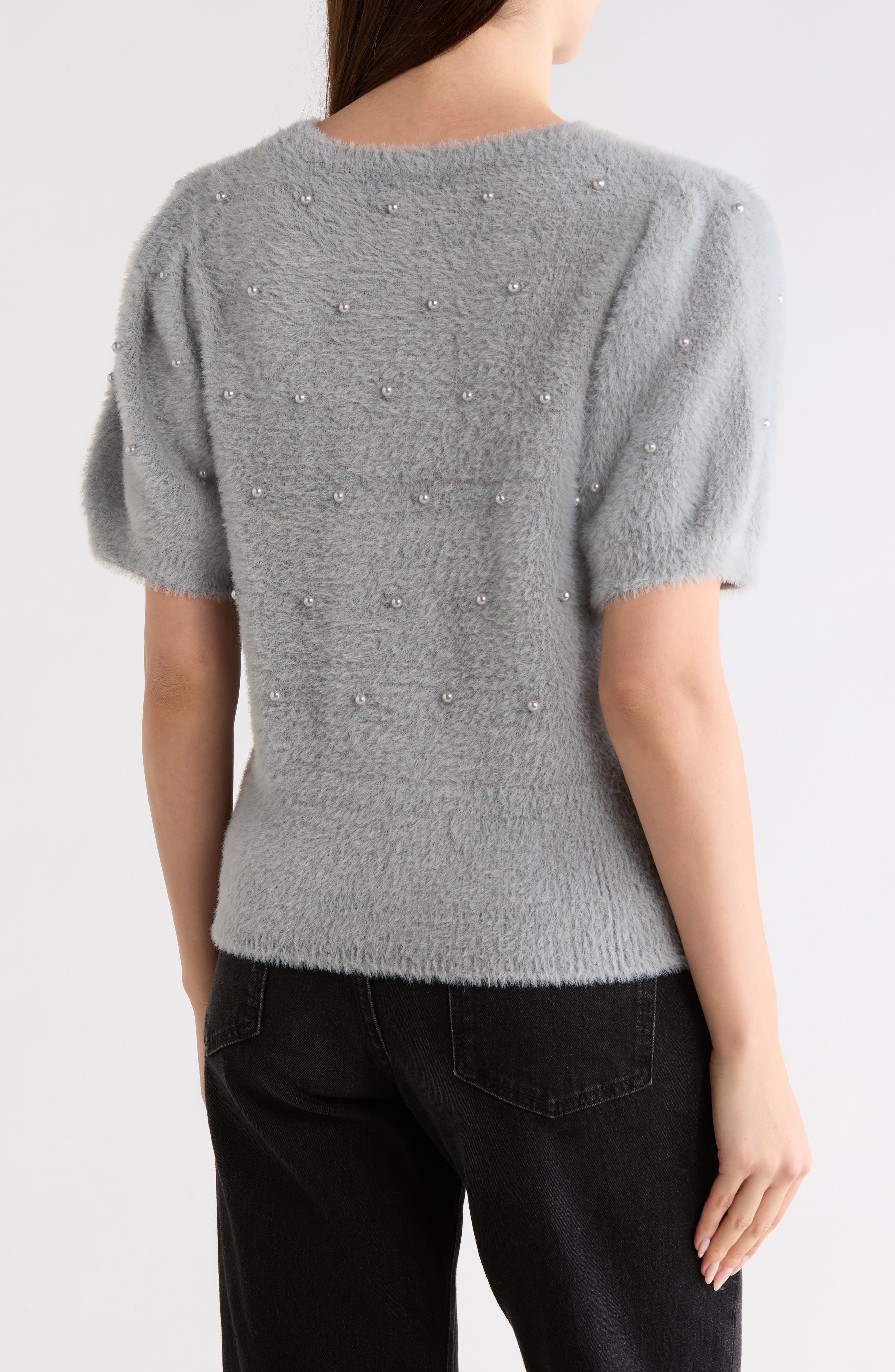 Adrianna Papell Faux Pearl Embellished Sweater | Nordstromrack