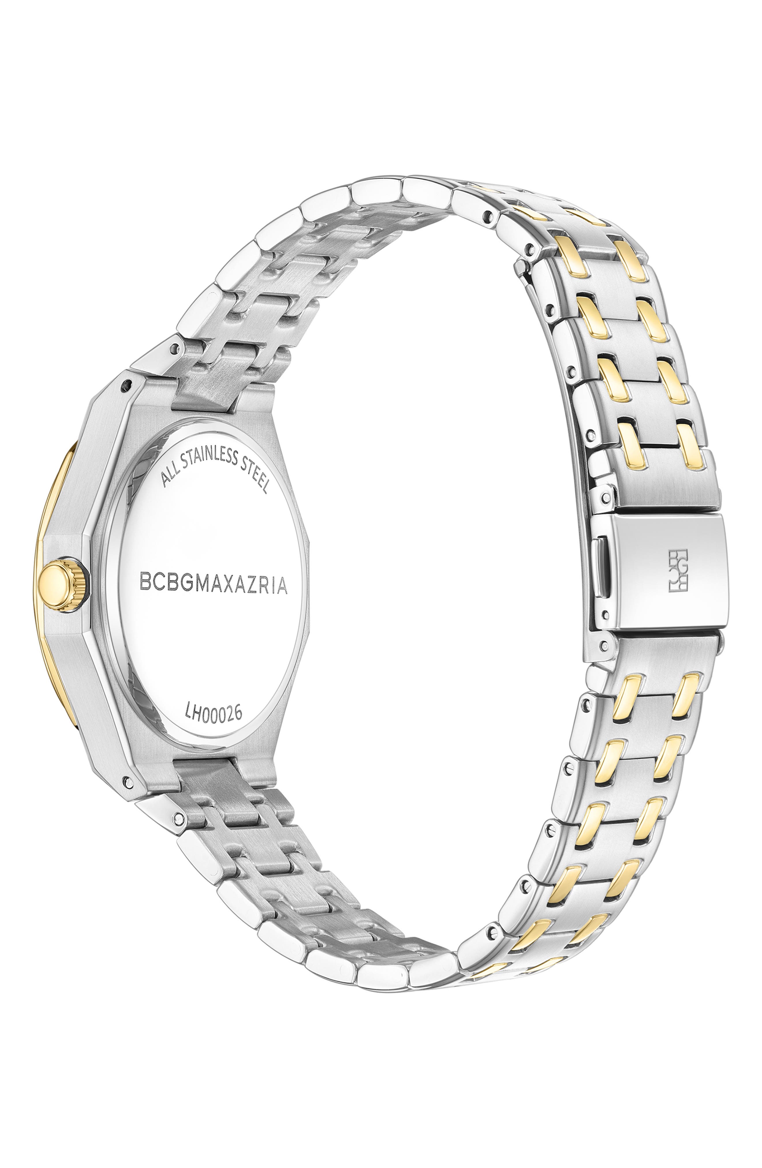 BCBG Max Azria 3-Hand Quartz Two-Tone Bracelet Watch, 36mm | Nordstromrack
