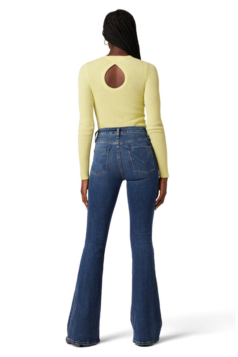 Back Keyhole Cutout Organic Cotton Blend Rib Sweater (Women ...