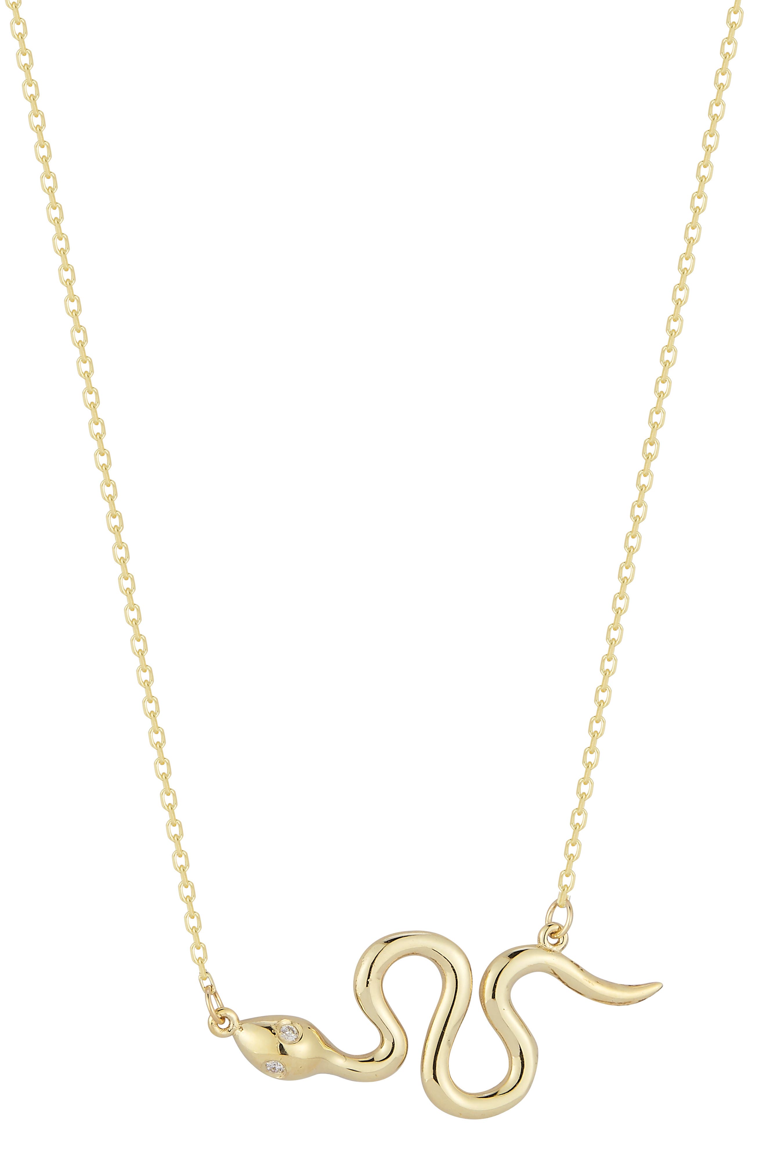 Ember Fine Jewelry 14K Yellow Gold Diamond Snake Pendant Necklace - 0. ...