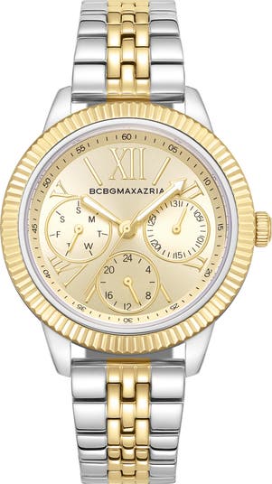 BCBG Max Azria Three-Hand Quartz Two-Tone Bracelet Watch, 36mm ...
