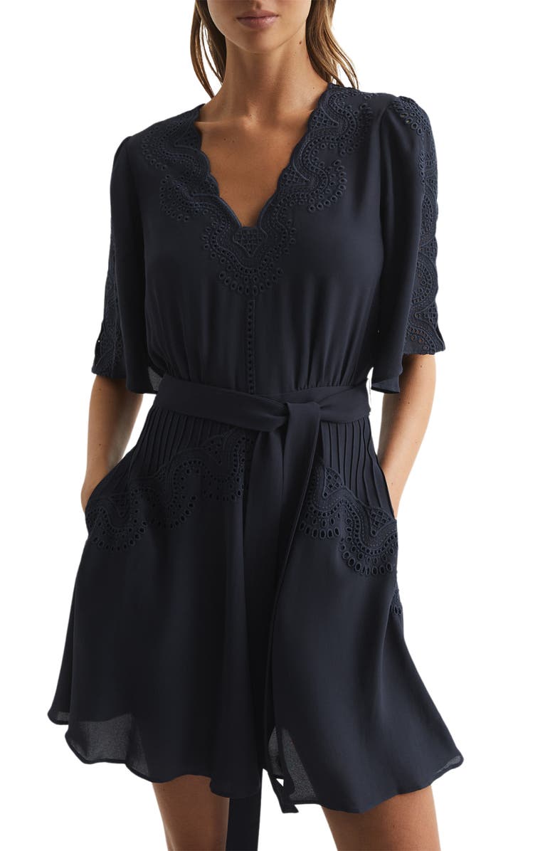 Reiss Rhea Eyelet Trim Minidress | Nordstromrack
