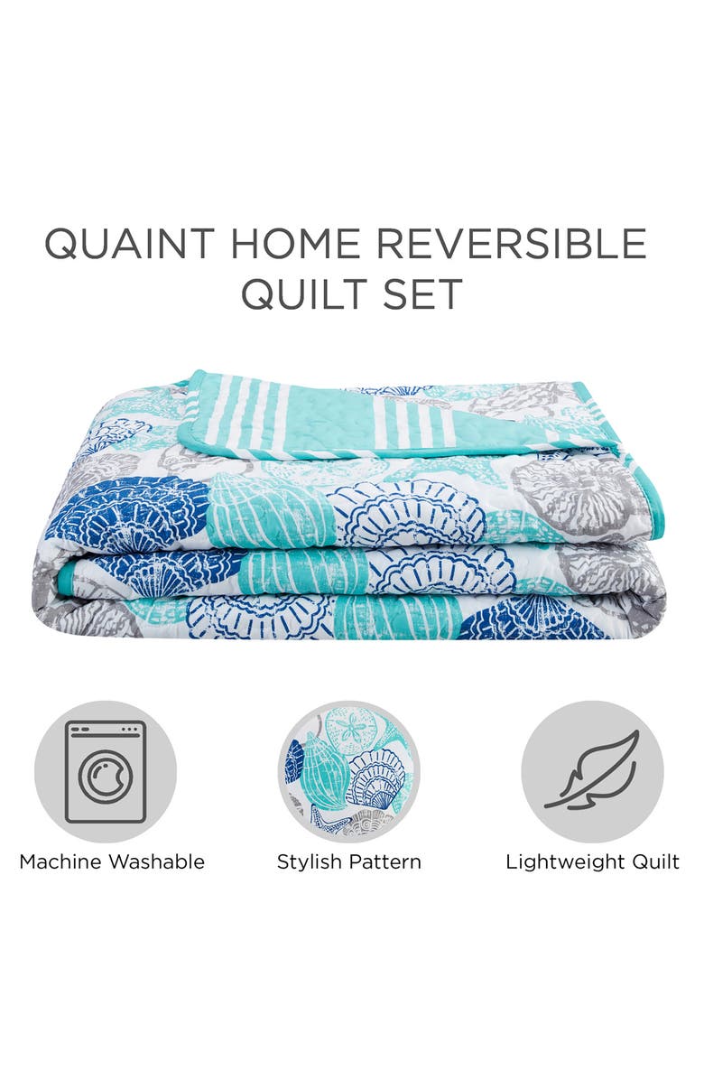 Quaint Home Seashell & Starfish Reversible Microfiber Quilt Set ...