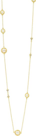 FREIDA ROTHMAN Textured Pearl Station Necklace | Nordstromrack