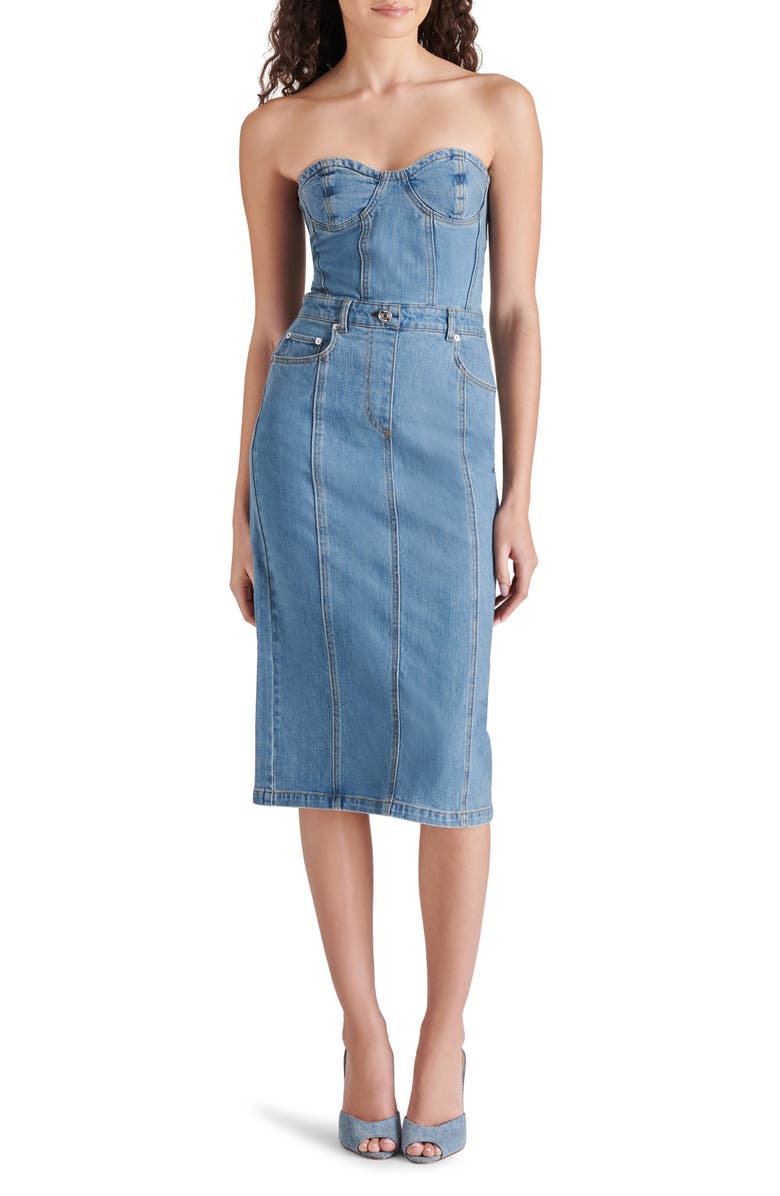 Steve Madden Anya Strapless Corset Denim Dress | Nordstromrack