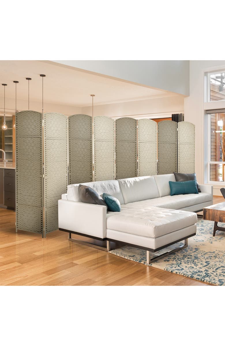 SORBUS Beige Extra Wide Diamond Weave Fiber Room 8-Panel Divider ...