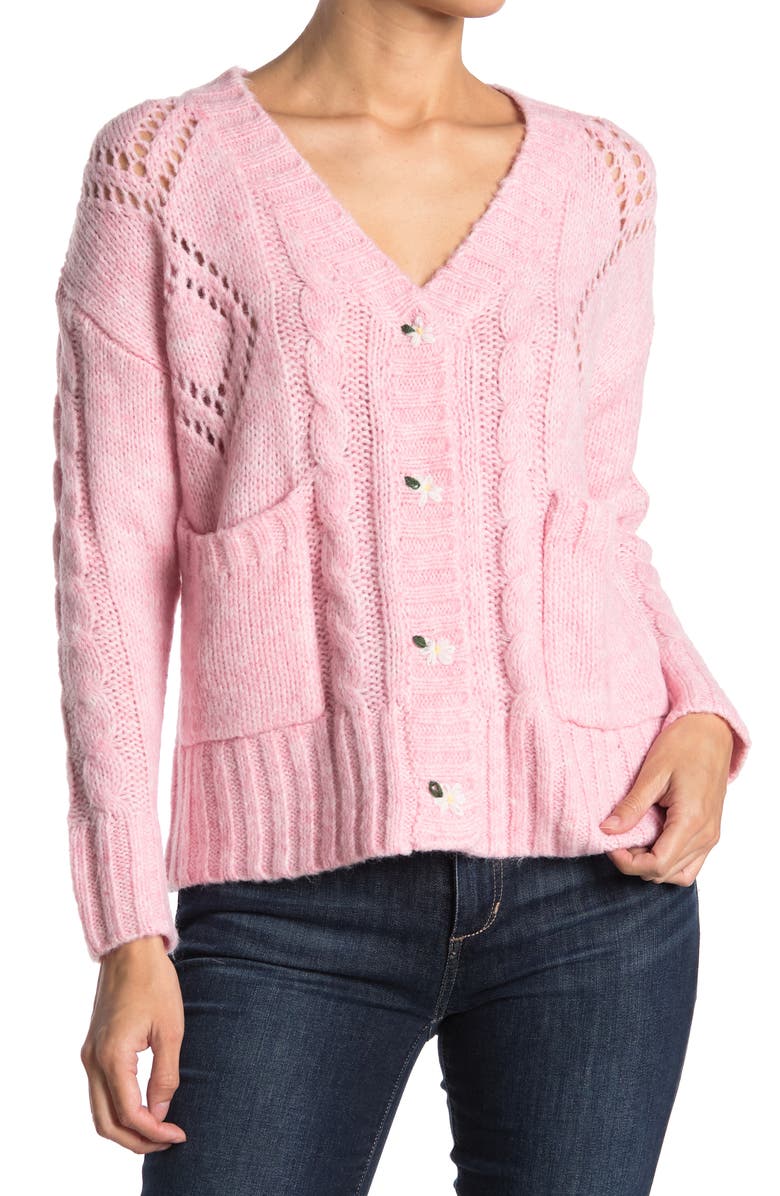 CLICHE Floral Embroidered Knit Cardigan | Nordstromrack