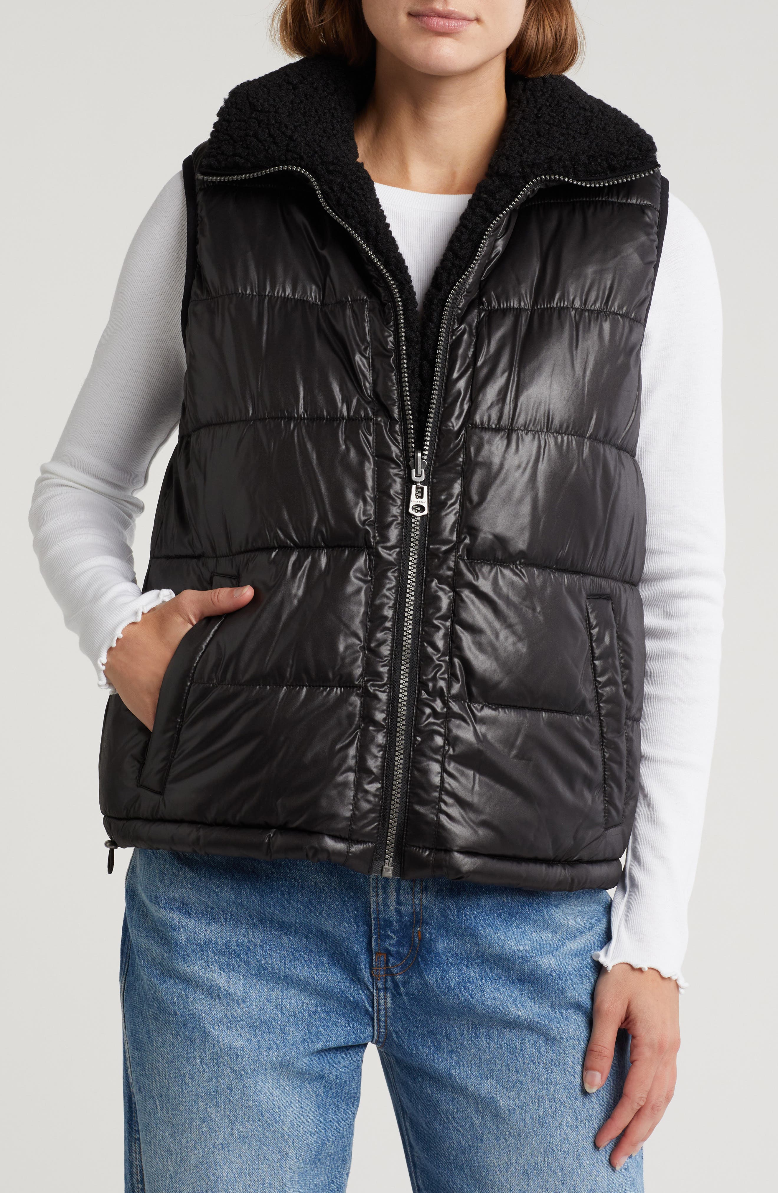 Lucky Brand Reversible Faux Shearling Puffer Vest | Nordstromrack