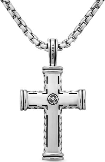 David Yurman Chevron Cross Pendant in Sterling Silver 40mm Nordstrom