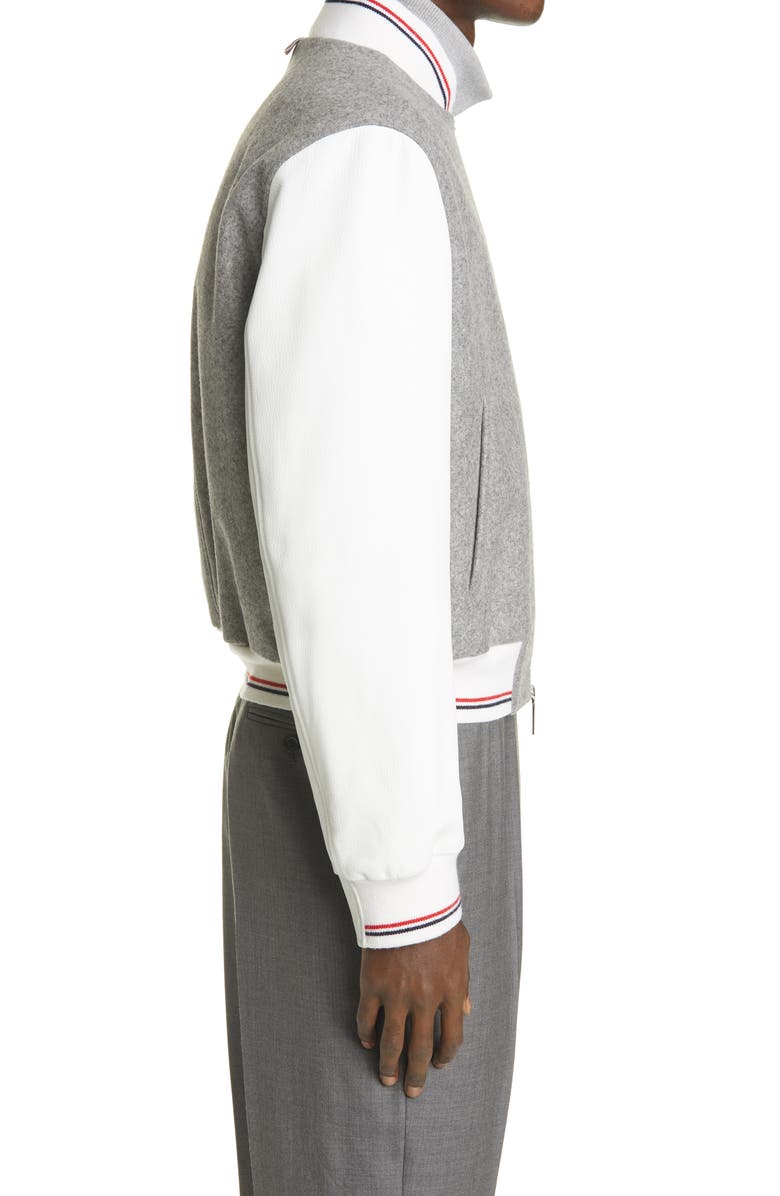 Thom Browne 4-Bar Wool & Leather Bomber Jacket | Nordstrom