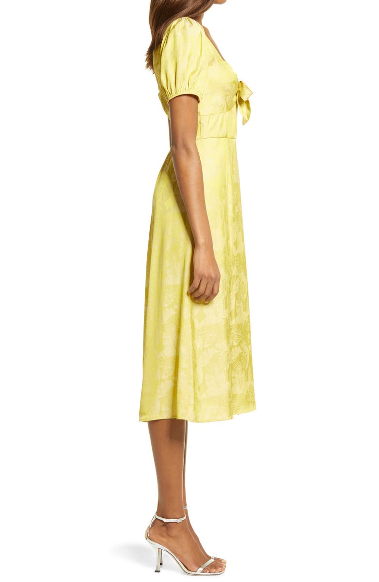 NSR Nora Bow Front Satin Jacquard Midi Dress | Nordstromrack