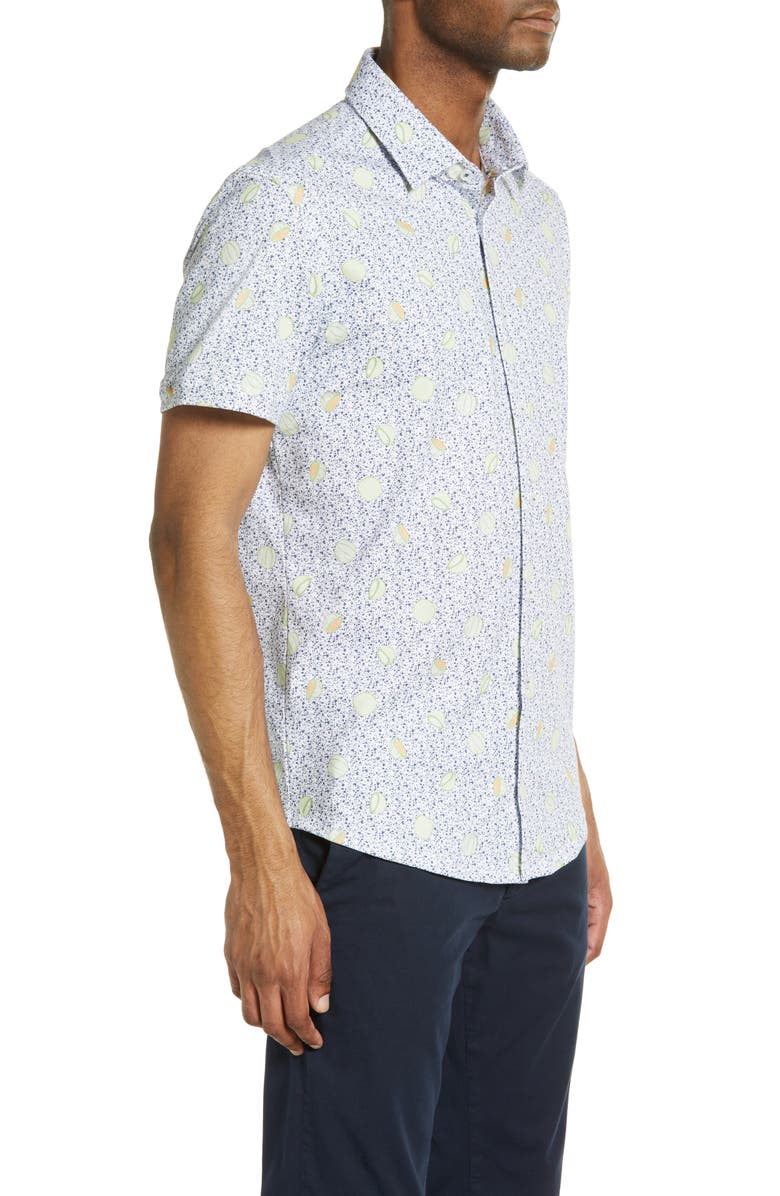 Stone Rose Melon Print DryTouch® Performance Knit Short Sleeve Button ...