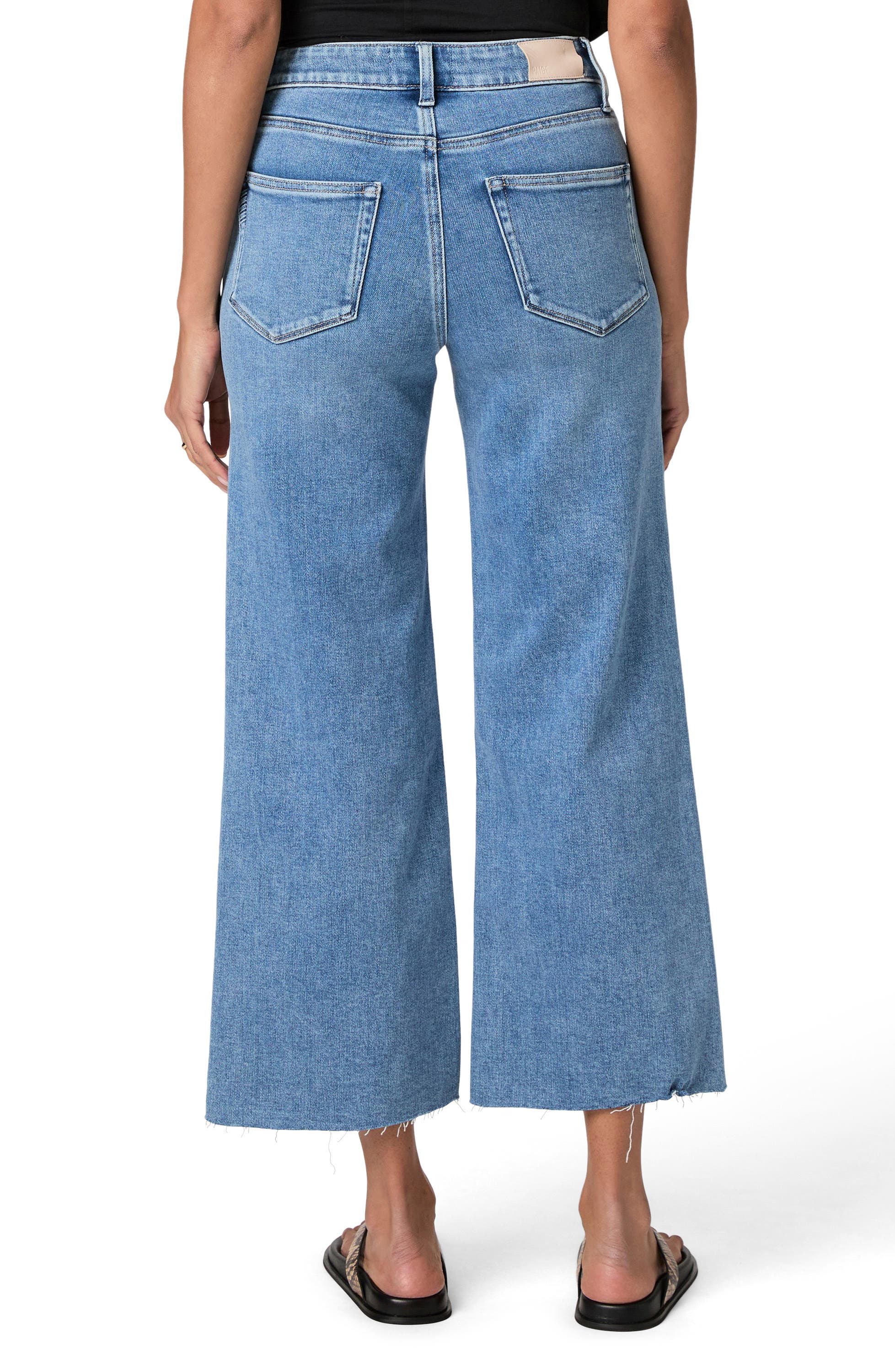 PAIGE Anessa Raw Hem High Waist Ankle Wide Leg Jeans | Nordstrom