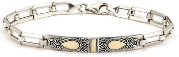 SAMUEL B. 18K Yellow Gold & Sterling Silver Bar Link Bracelet ...