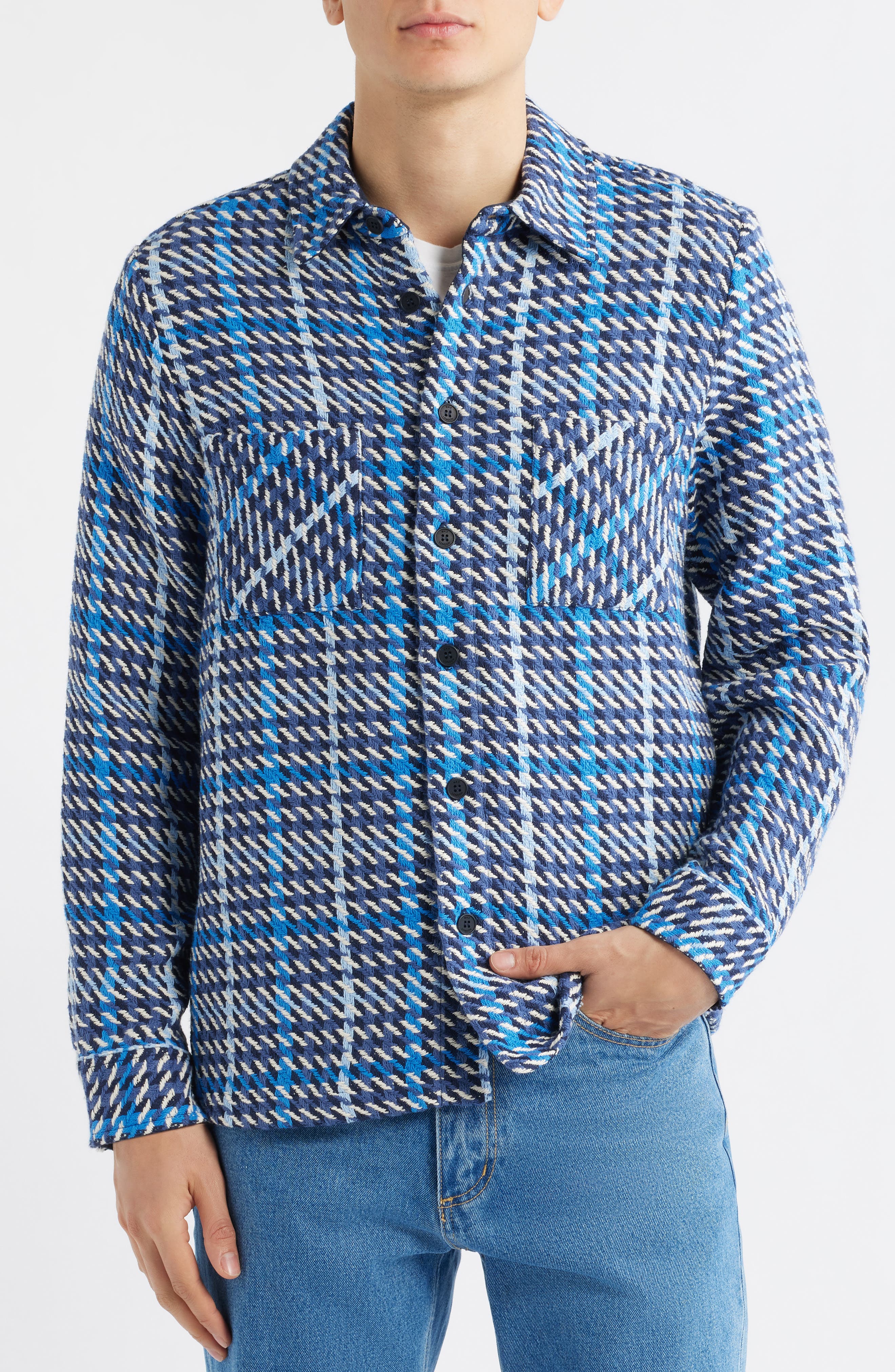 Wax London Whiting Houndstooth Check Overshirt | Nordstrom