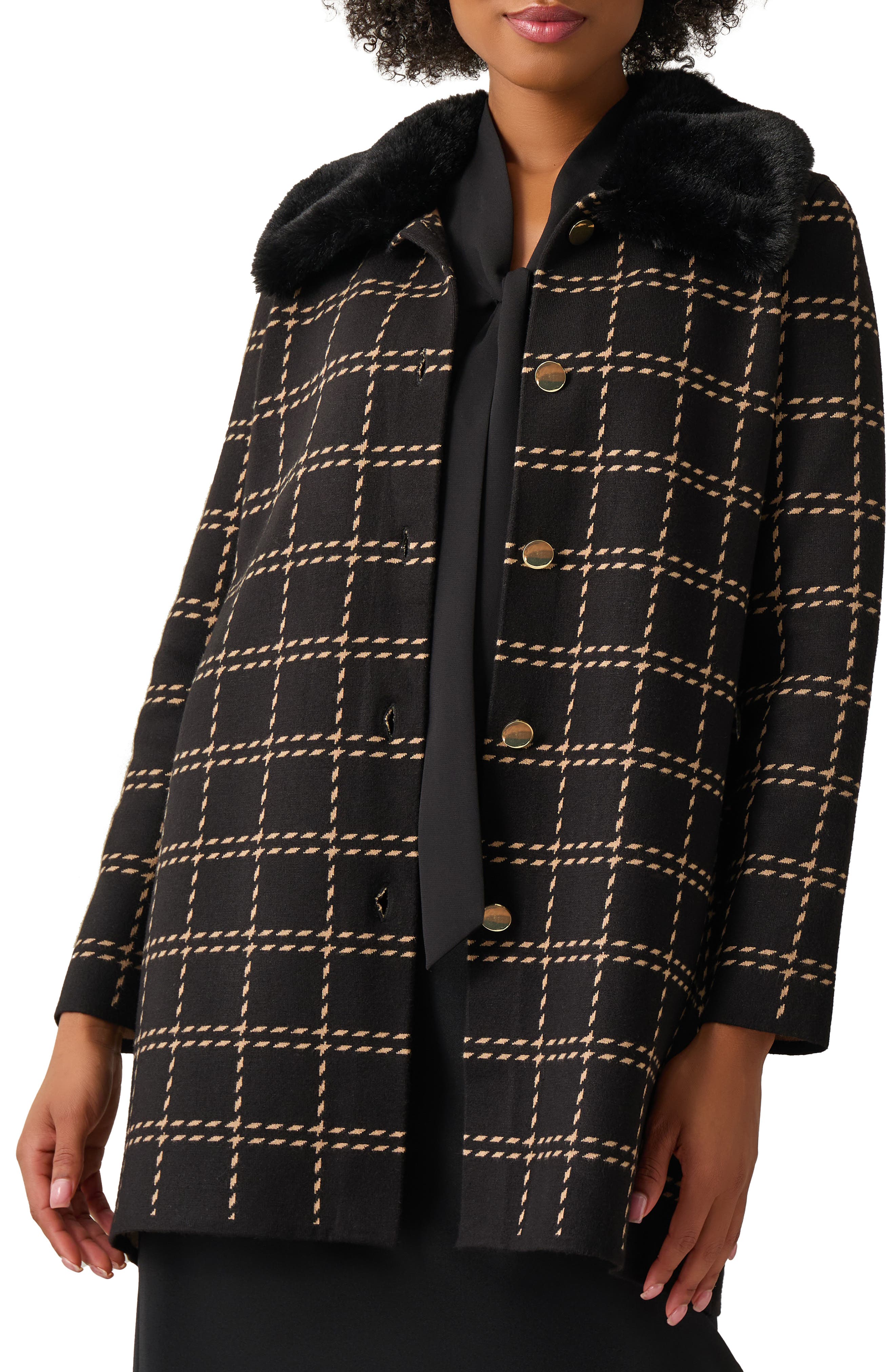 KASPER Faux Fur Collar Coat | Nordstrom