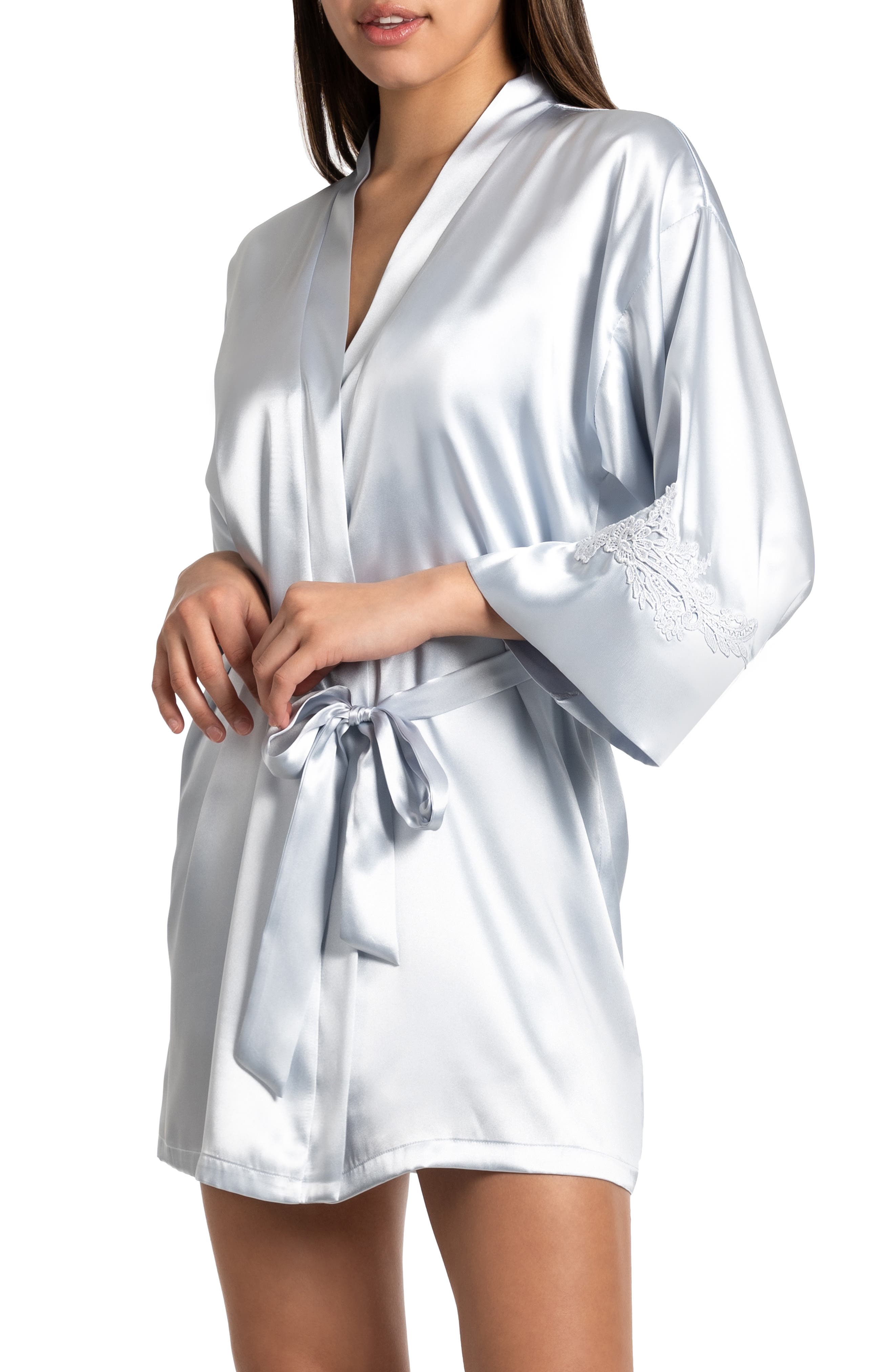 In Bloom by Jonquil Reine Lace Trim Satin Robe | Nordstrom