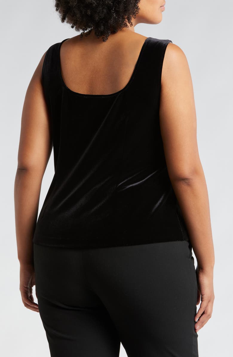 Alex Evenings Pleated Chiffon Sleeve Velvet Cardigan & Tank Set | Nordstrom