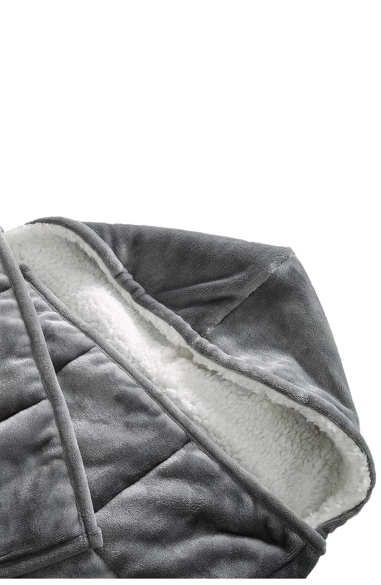 PUR SERENITY Hooded Faux Shearling Reversible Throw Blanket | Nordstromrack