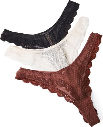 Free People Mid Week 3-Pack Lace Thongs | Nordstrom