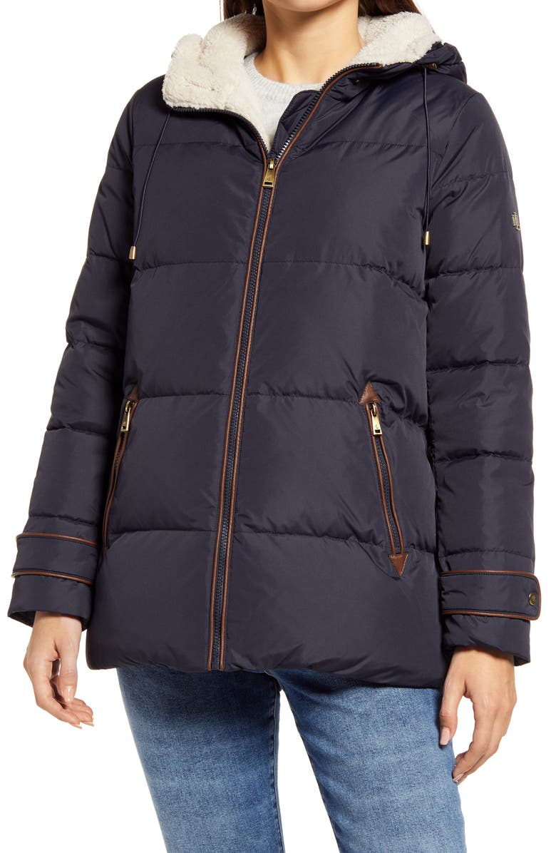 Lauren Ralph Lauren Faux Fur Trim Down Puffer Coat | Nordstromrack