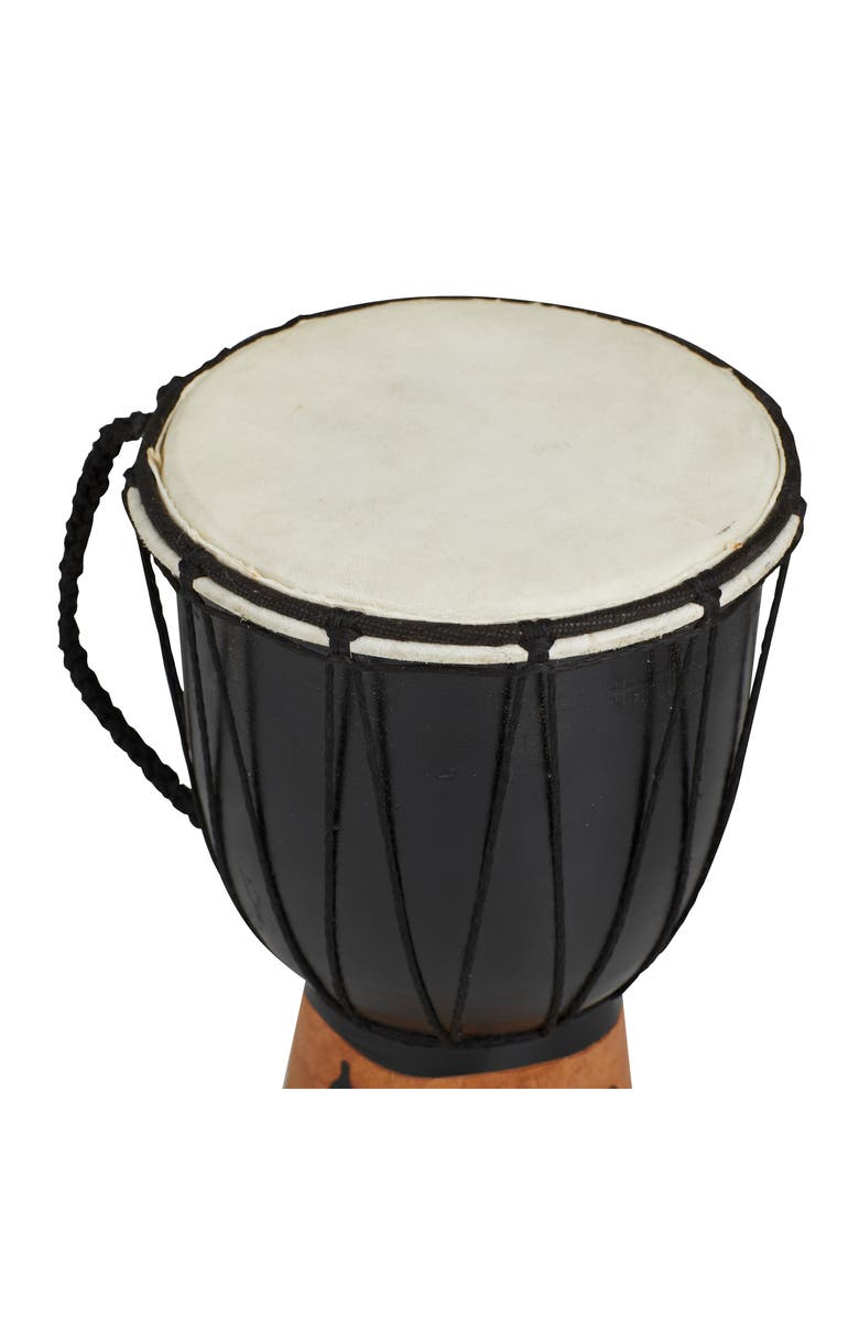 GINGER BIRCH STUDIO Black Wood Handmade Djembe Drum Sculpture with Rope ...