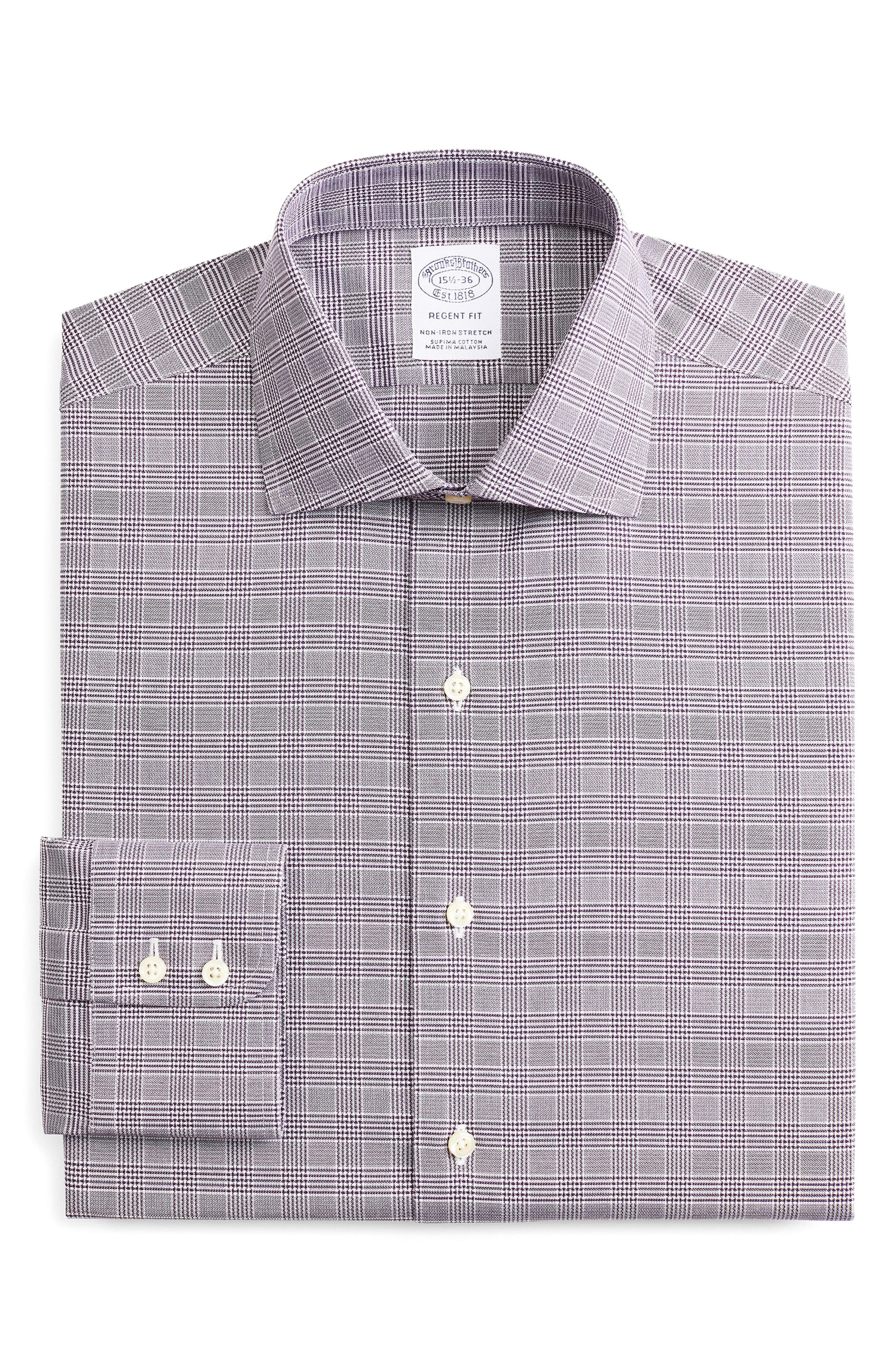 Brooks Brothers Houndstooth Plaid Non-Iron Regent Fit Stretch Cotton ...