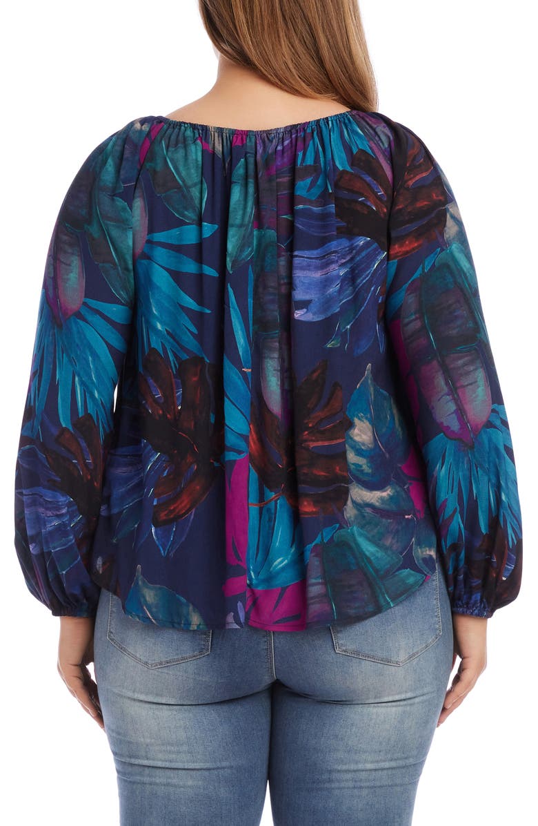 Karen Kane Leaf Print Blouson Sleeve Peasant Top | Nordstromrack