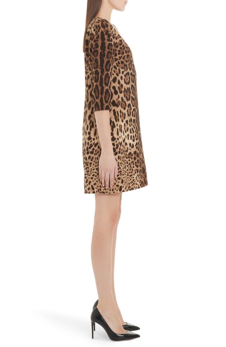 Dolce&Gabbana Leopard Print Cady Crepe Shift Dress | Nordstromrack