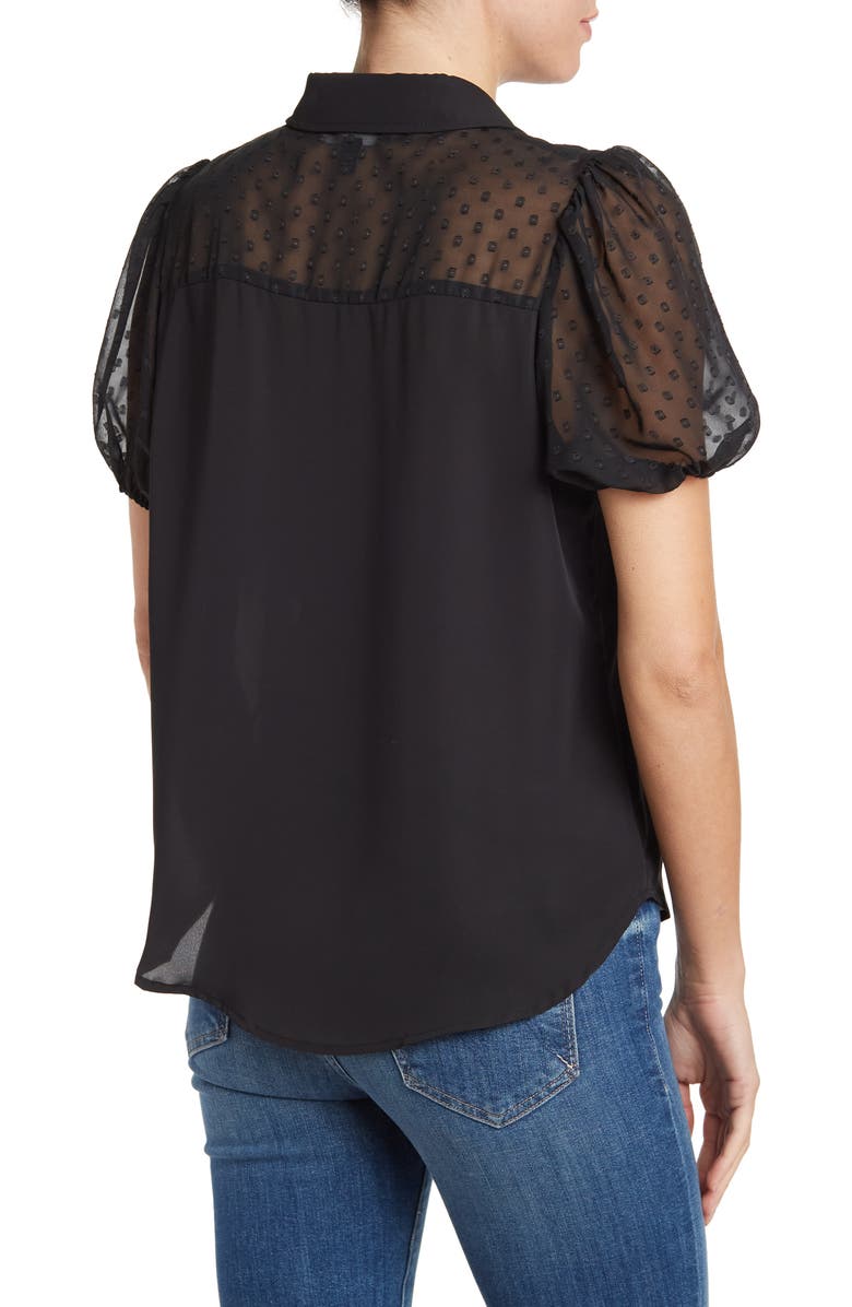Laundry by Shelli Segal Swiss Dot Yoke Puff Sleeve Blouse | Nordstromrack
