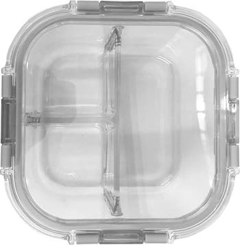 EDGE KITCHEN Charcoal 3 Section Rectangle Glass Food Locktop Container ...