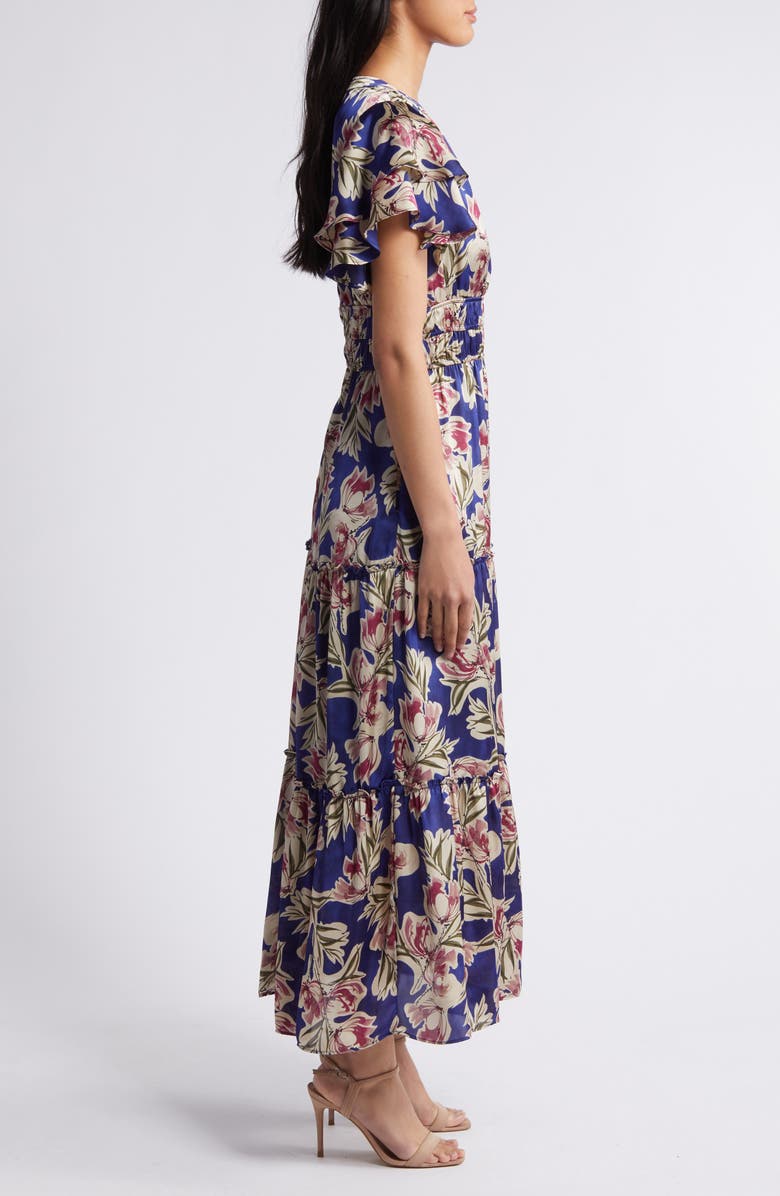 Julia Jordan Orchid Print Flutter Sleeve Satin Dress | Nordstromrack