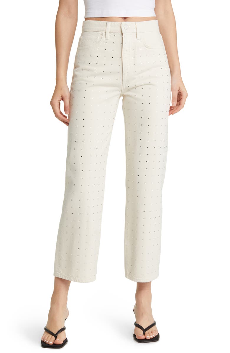 FRAME Le Jane Rhinestone High Waist Crop Wide Leg Jeans | Nordstromrack
