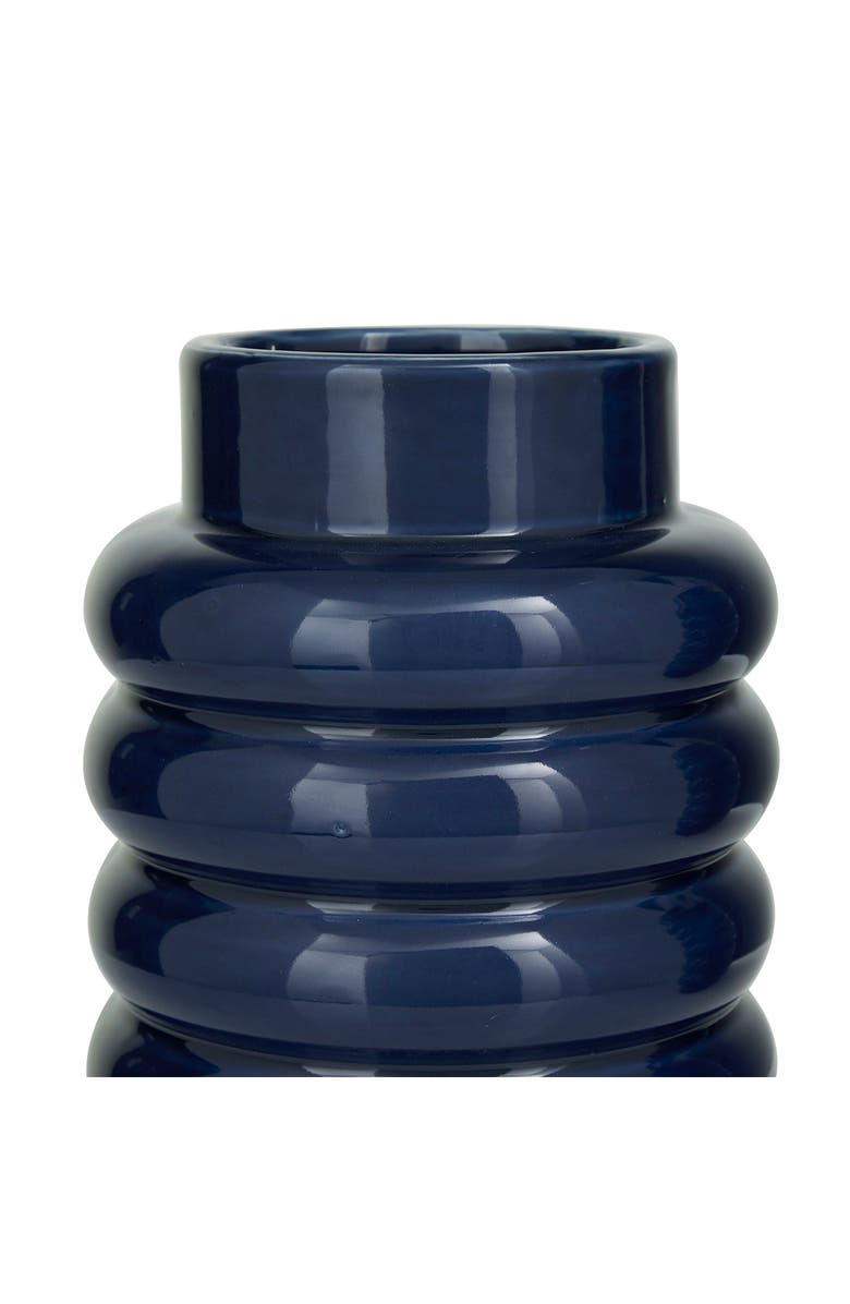COSMO BY COSMOPOLITAN Dark Blue Ceramic Vase with Stacked Ring Design ...