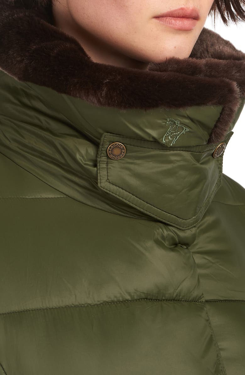 Barbour Teasel Faux Fur Trim Puffer Jacket | Nordstromrack