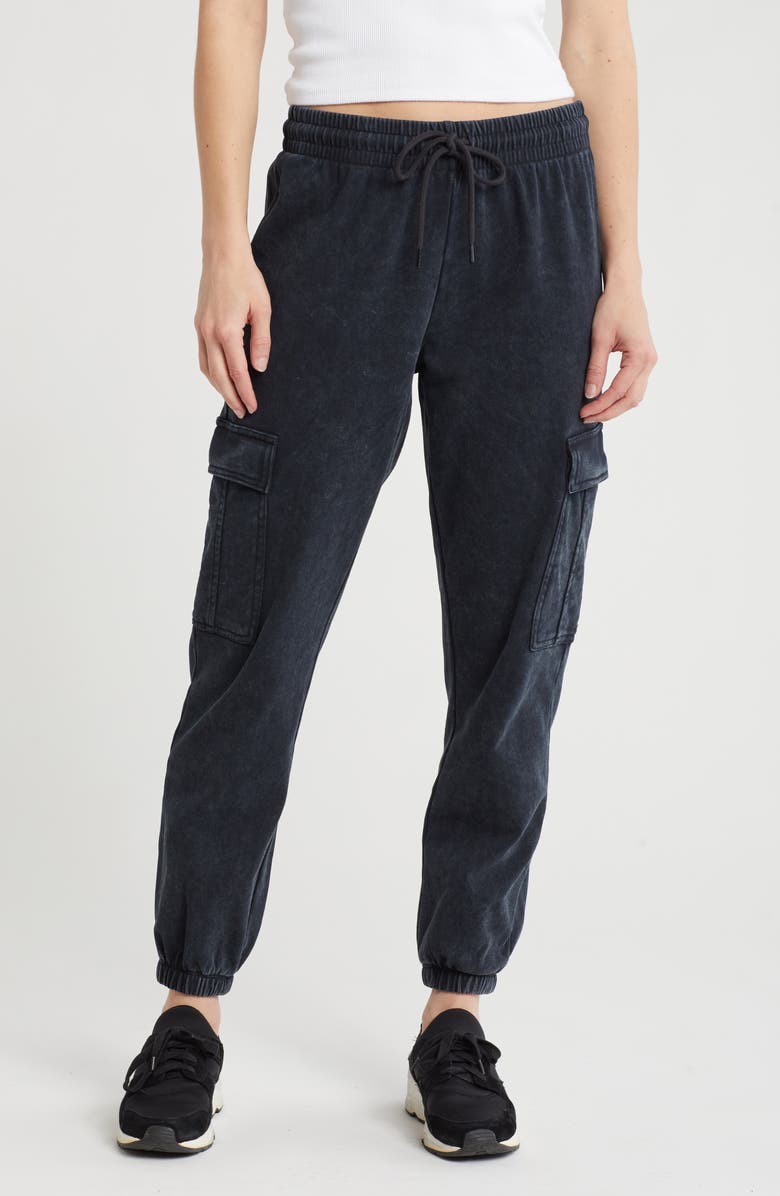 90 DEGREE BY REFLEX Washed French Terry Cargo Joggers | Nordstromrack