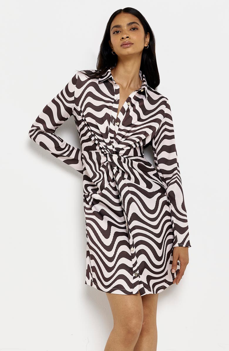 River Island Tilly Print Long Sleeve Shirtdress | Nordstromrack