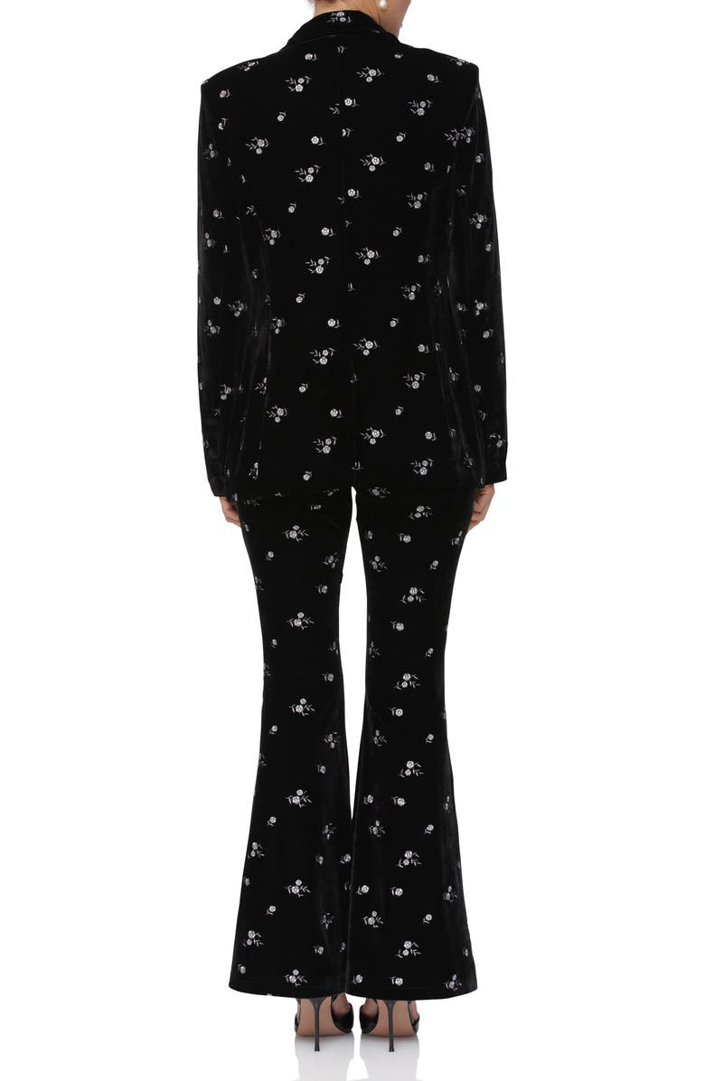Avec Les Filles Floral Embroidered Velvet Tuxedo Blazer | Nordstromrack