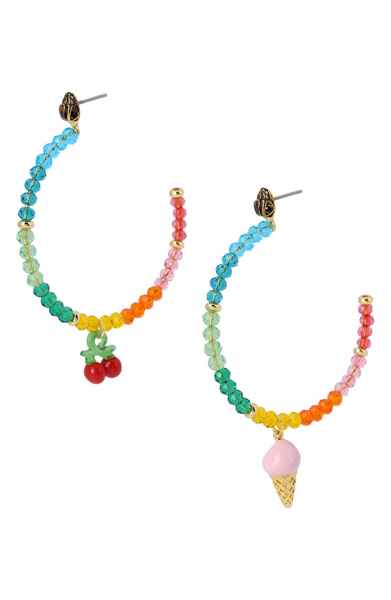 Kurt Geiger London Fruit & Ice Cream Charm Beaded Hoop Earrings ...